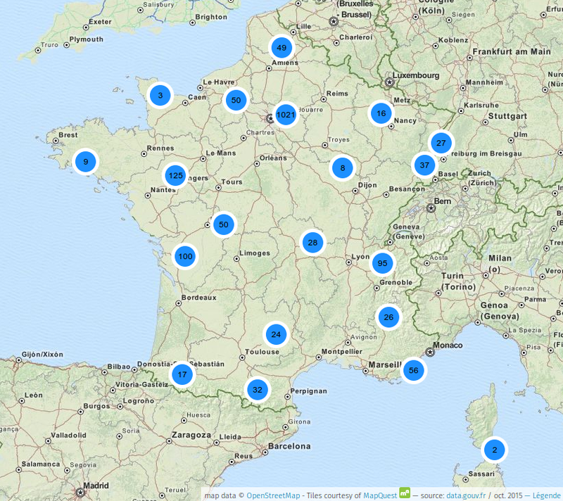 Carte des Bornes de Recharge pour Véhicules Électriques - Data.gouv.fr Carte des Bornes de Recharge pour Véhicules Électriques - Data.gouv.fr