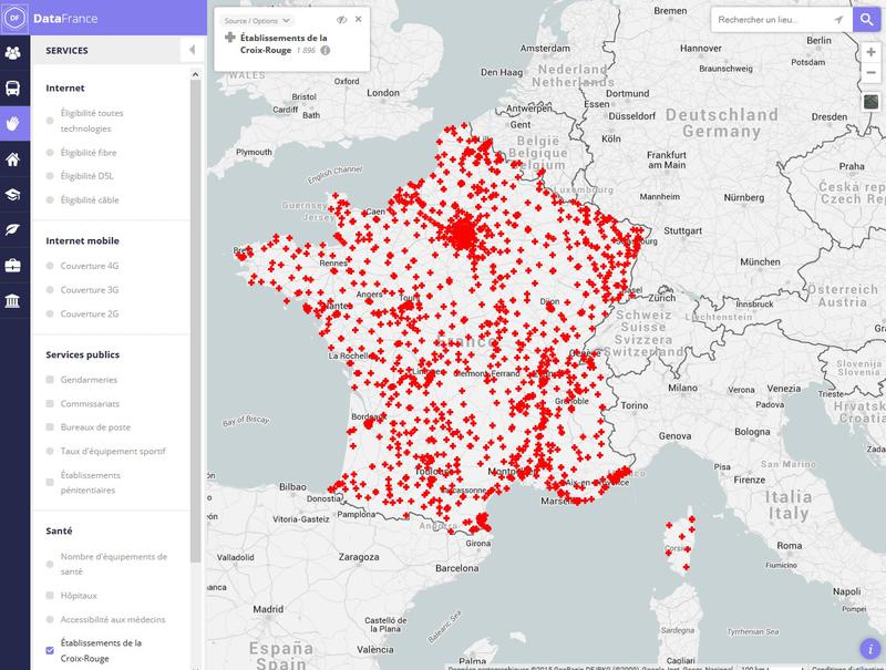 Carte des implantations de la Croix-Rouge française en France ...
